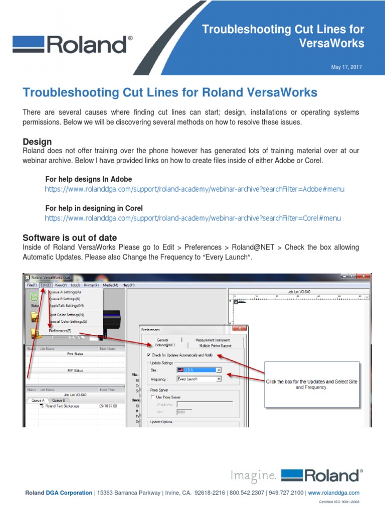Troubleshooting Cut Lines For Versaworks | PDF | Installation (Computer ...