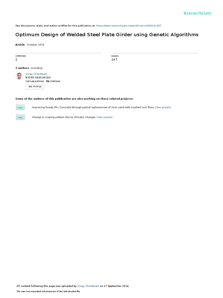Optimum Design of Welded Steel Plate Girder Using Genetic Algorithms ...