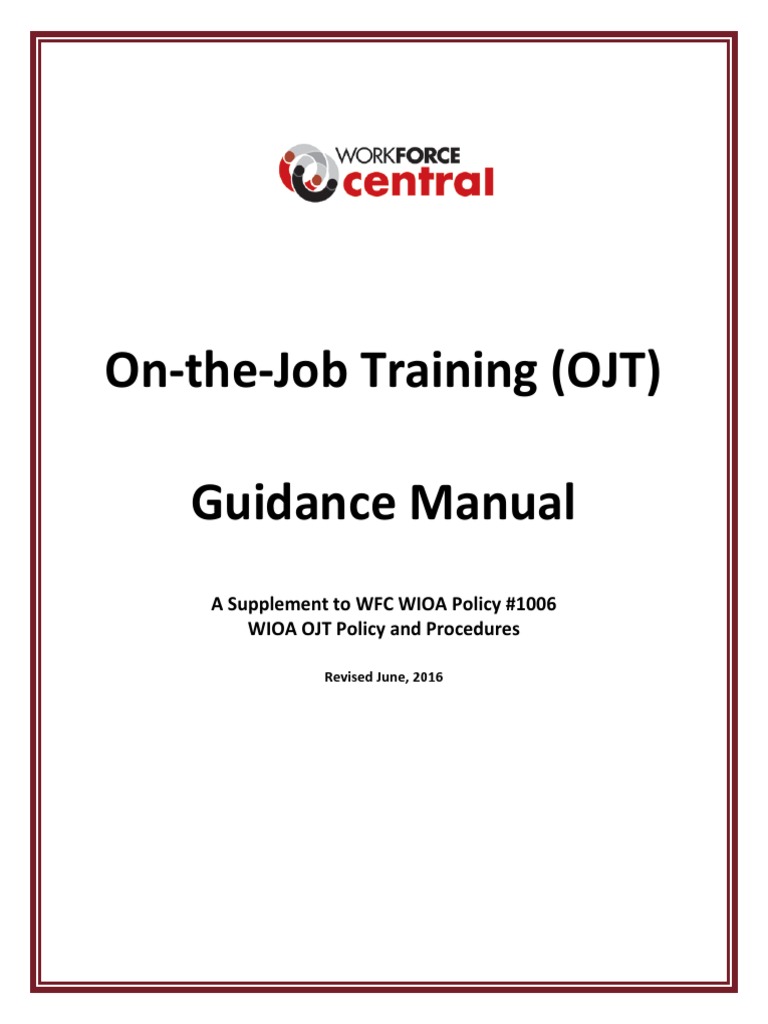 OJT Guidance Manual for Workforce Training | PDF | Employment ...