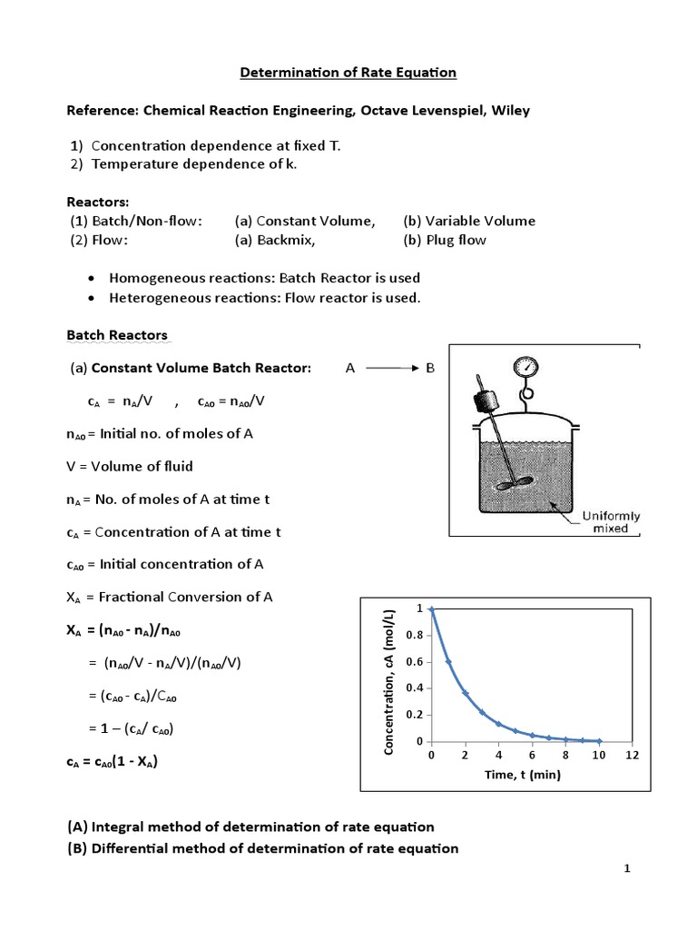 Determination of Rate Equation 1 | PDF | Chemical Reactor | Chemical ...