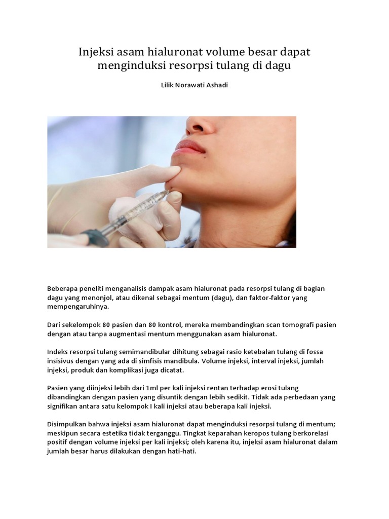 Injeksi Asam Hialuronat Volume Besar Dapat Menginduksi Resorpsi Tulang ...