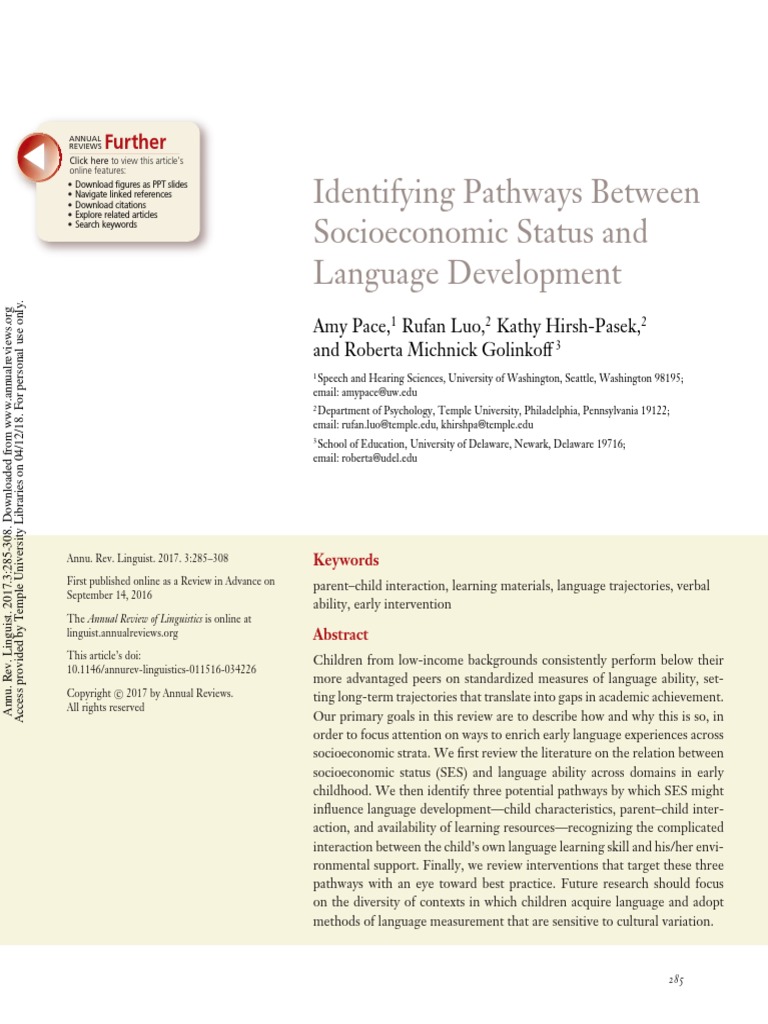 Identifying Pathways Between Socioeconomic Status and Language ...