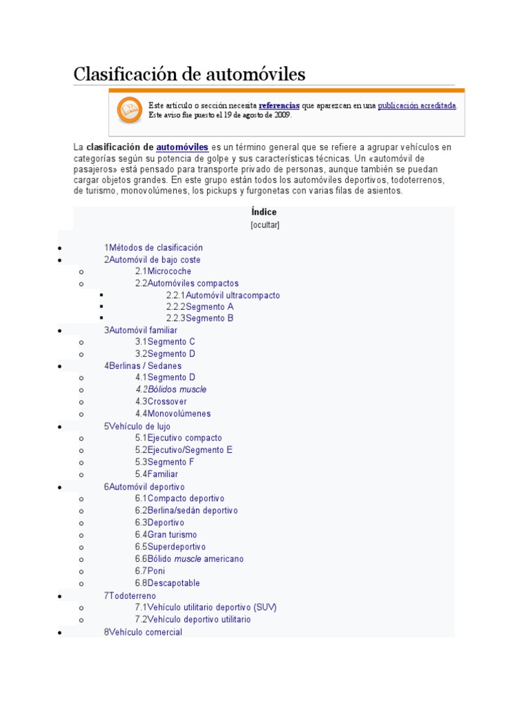 Clasificación de Automóviles | PDF | Volkswagen | Vehículo utilitario deportivo
