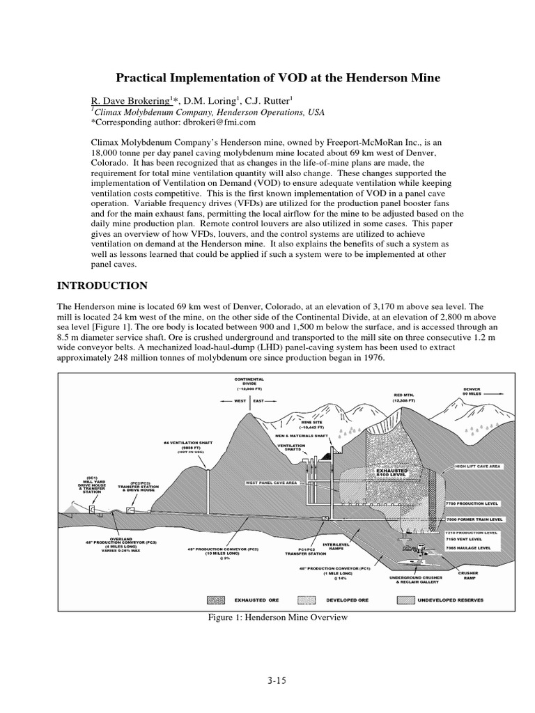 Practical Implementation of VOD at The Henderson Mine: R. Dave ...