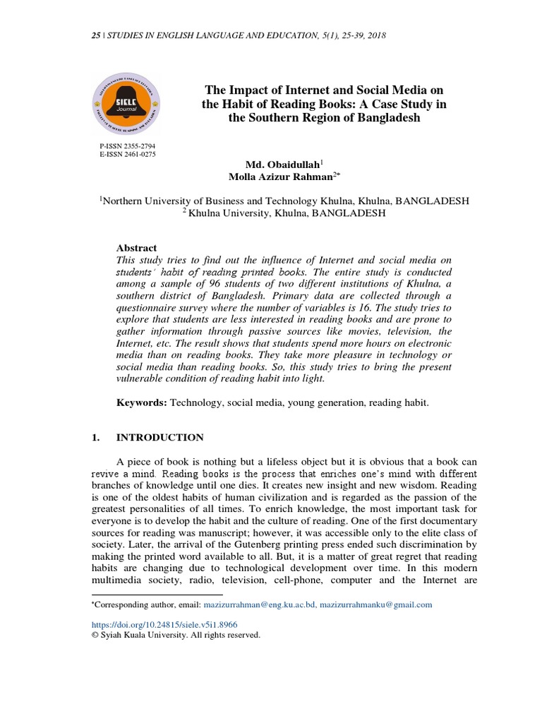 The Impact of Internet and Social Media On The Hab PDF | PDF | Survey ...