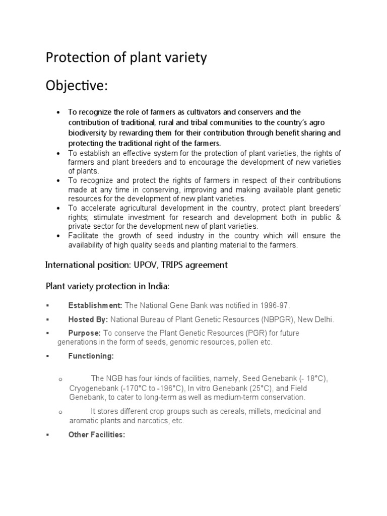 Protection of Plant Variety | PDF