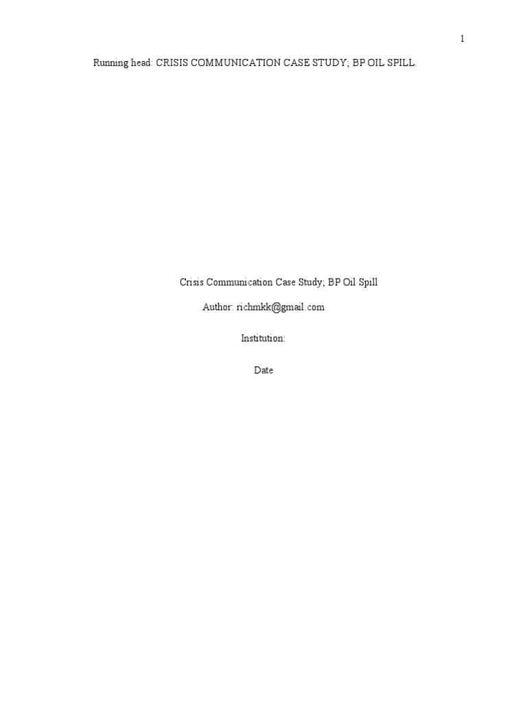 Crisis Communication Case Study BP Oil Spill | Download Free PDF | Oil ...