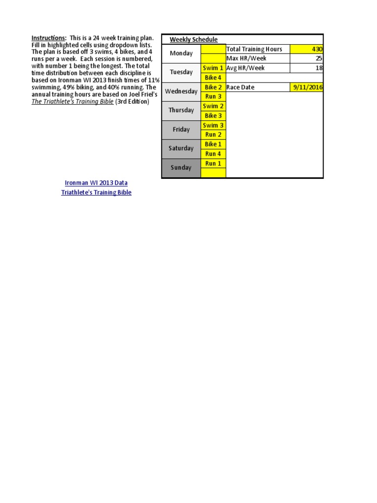 Copia de 6 Month Training Planner | PDF | Ironman Triathlon | Triathlon