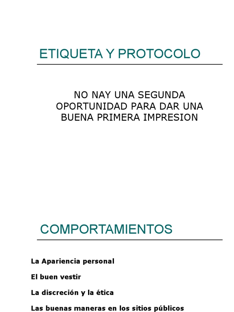 Etiqueta y Protocolo Clase 2 | PDF | Entrevista de trabajo | Etiqueta