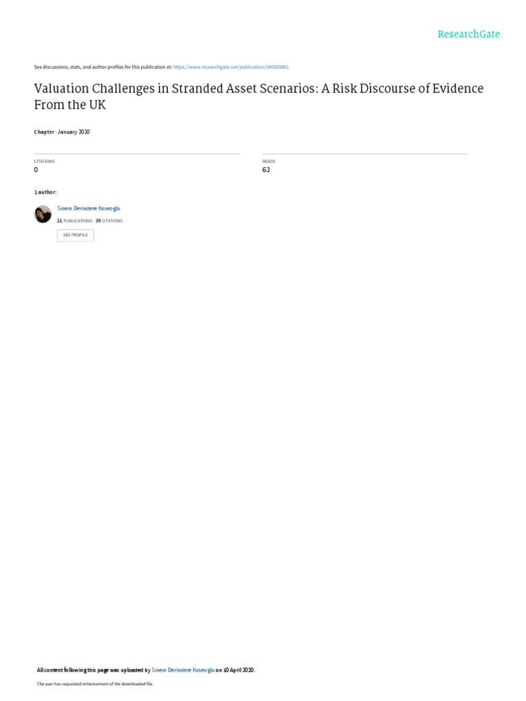 Valuation Challenges in Stranded Asset Scenarios - A Risk Discourse of ...