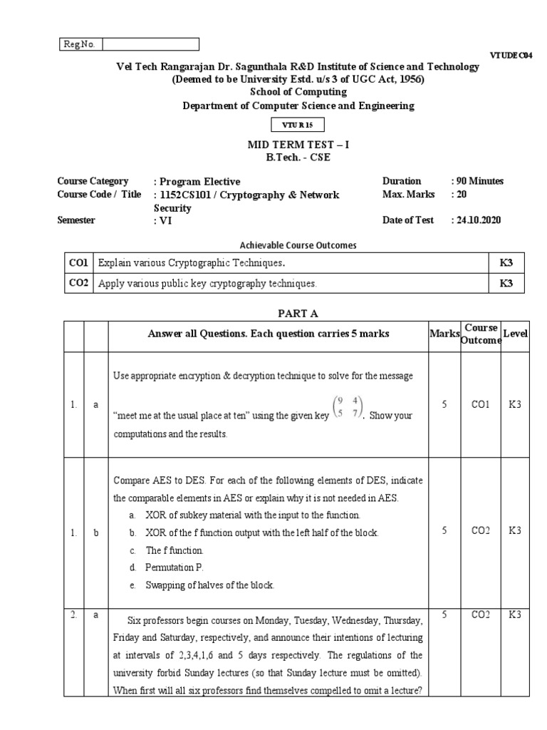 Explain Various Cryptographic Techniques. Apply Various Public Key ...