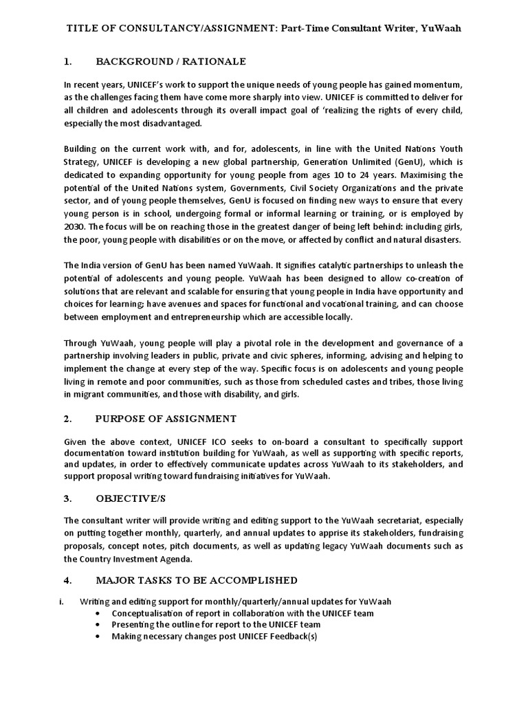 External TOR For Editing-Writing For YuWaah - v2 | PDF | Academic ...