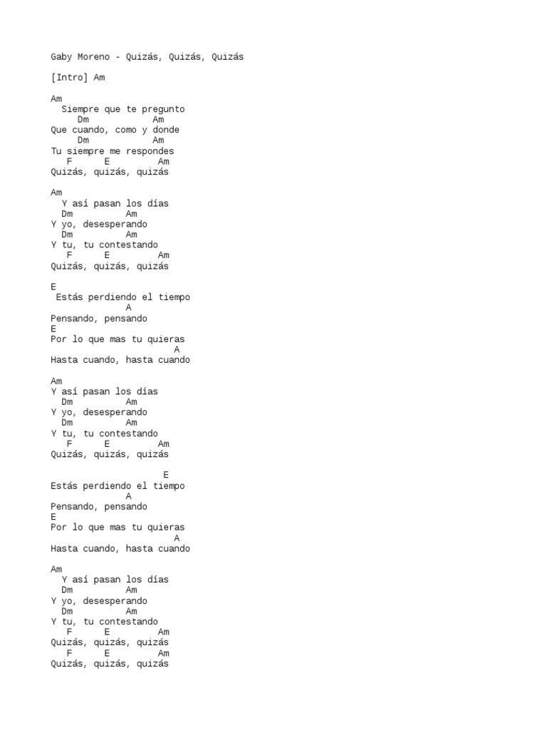 Letra de "Quizás, Quizás, Quizás" | PDF