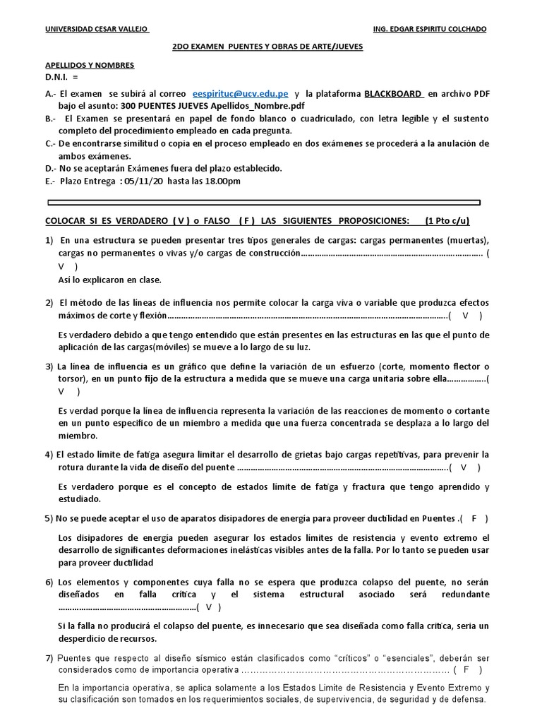 Examen de Puentes y Obras de Arte | PDF | Falla (geología) | Fatiga ...