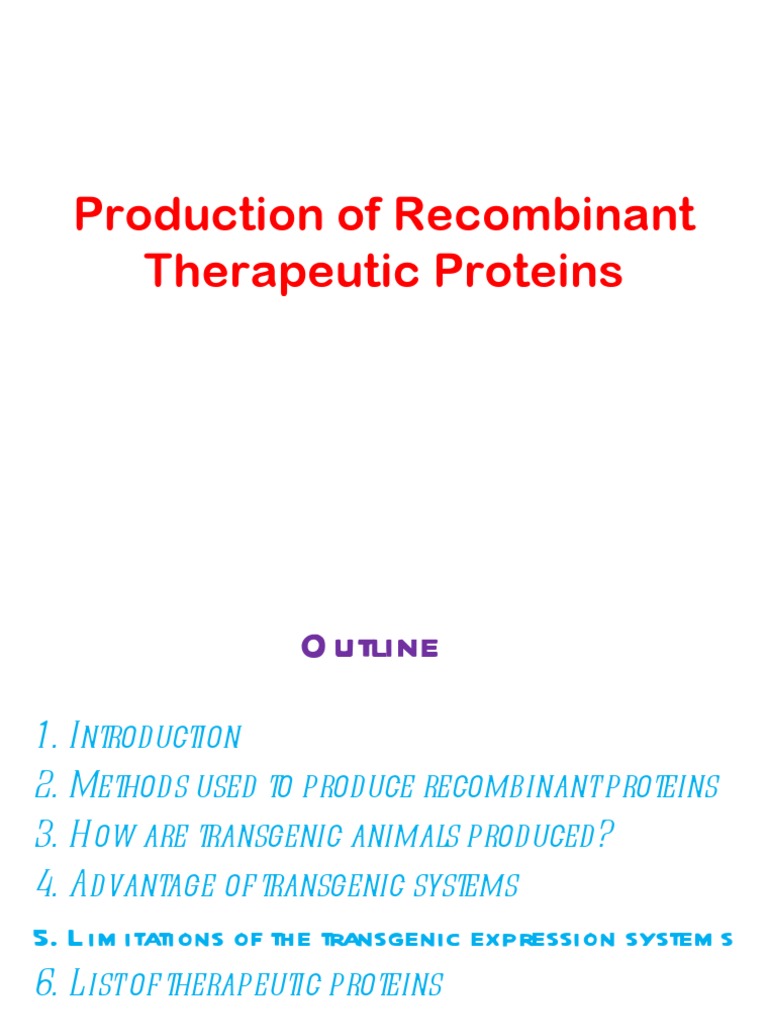 Production of Recombinant Therapeutic Proteins | PDF | Genetically ...
