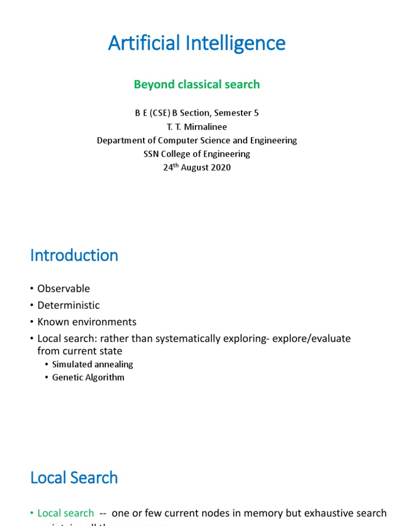 Artificial Intelligence: Beyond Classical Search | PDF | Mathematical ...
