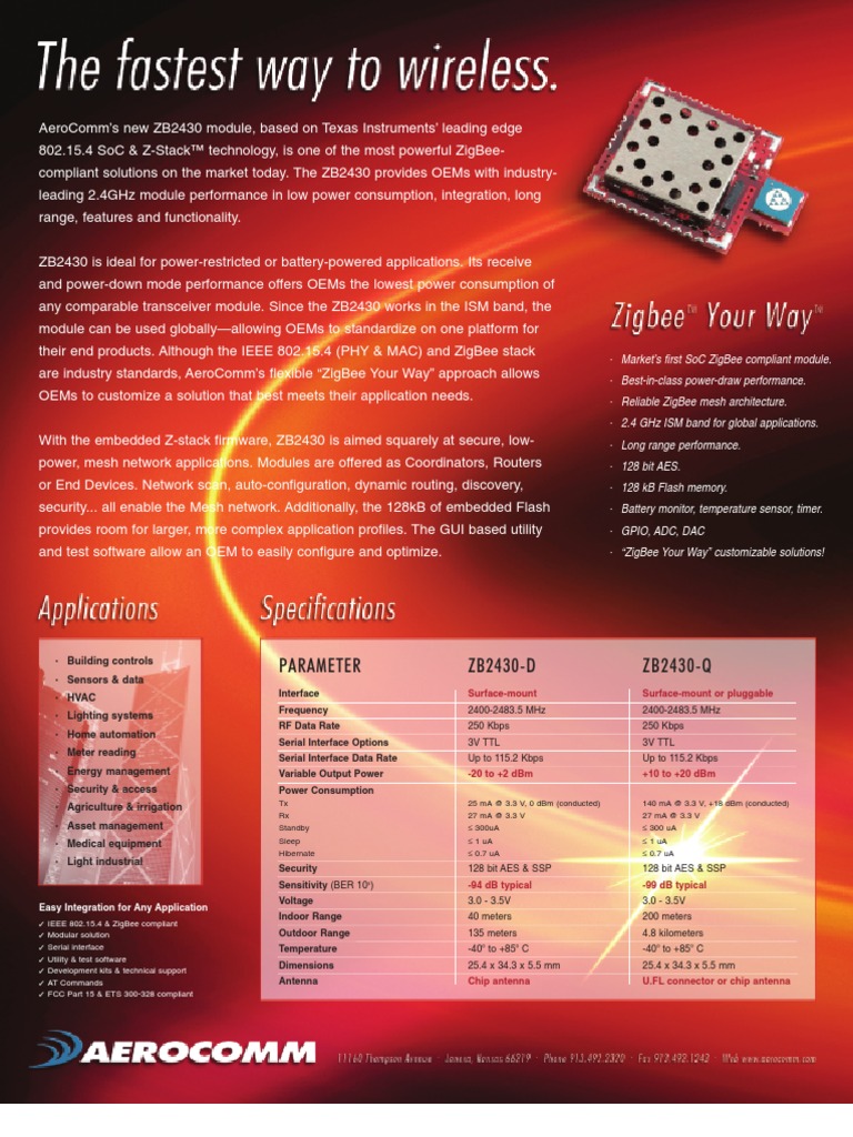 Datasheet ZigBee | Download Free PDF | Embedded System | System On A Chip