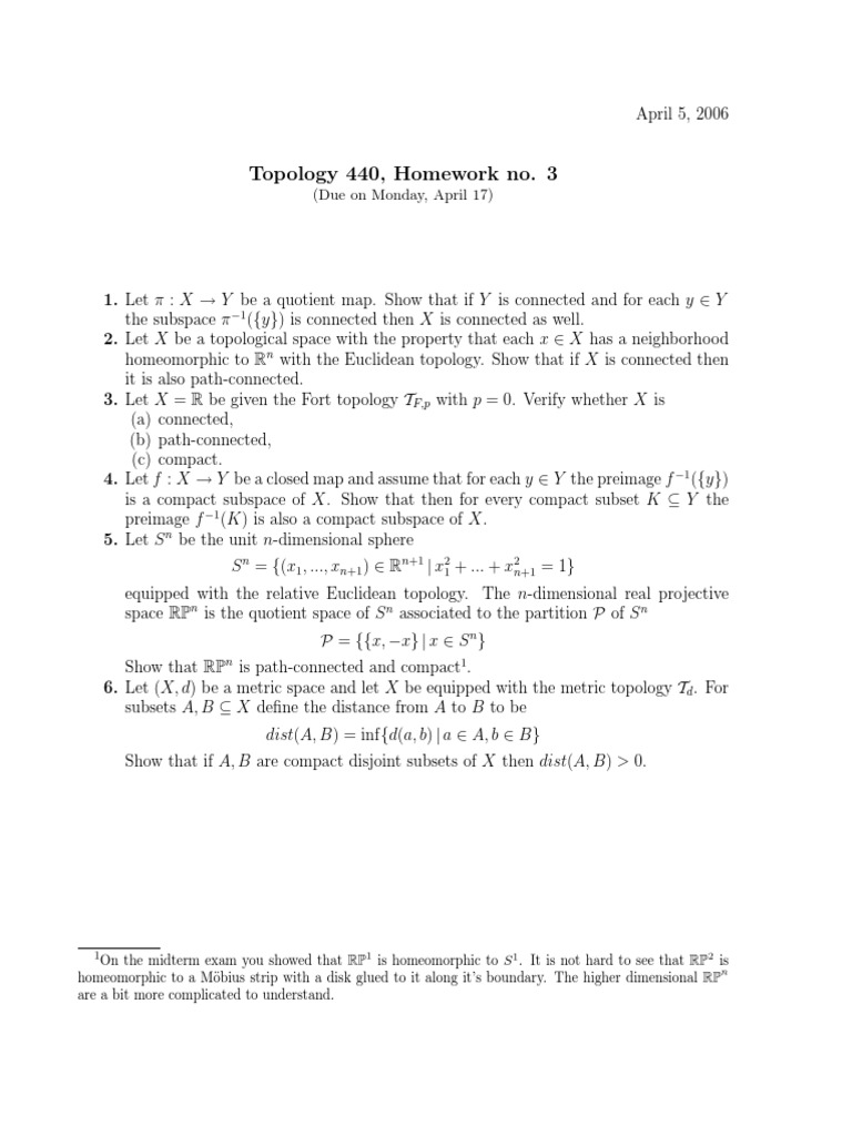Solutions 3 - 640 | PDF | Topology | Compact Space