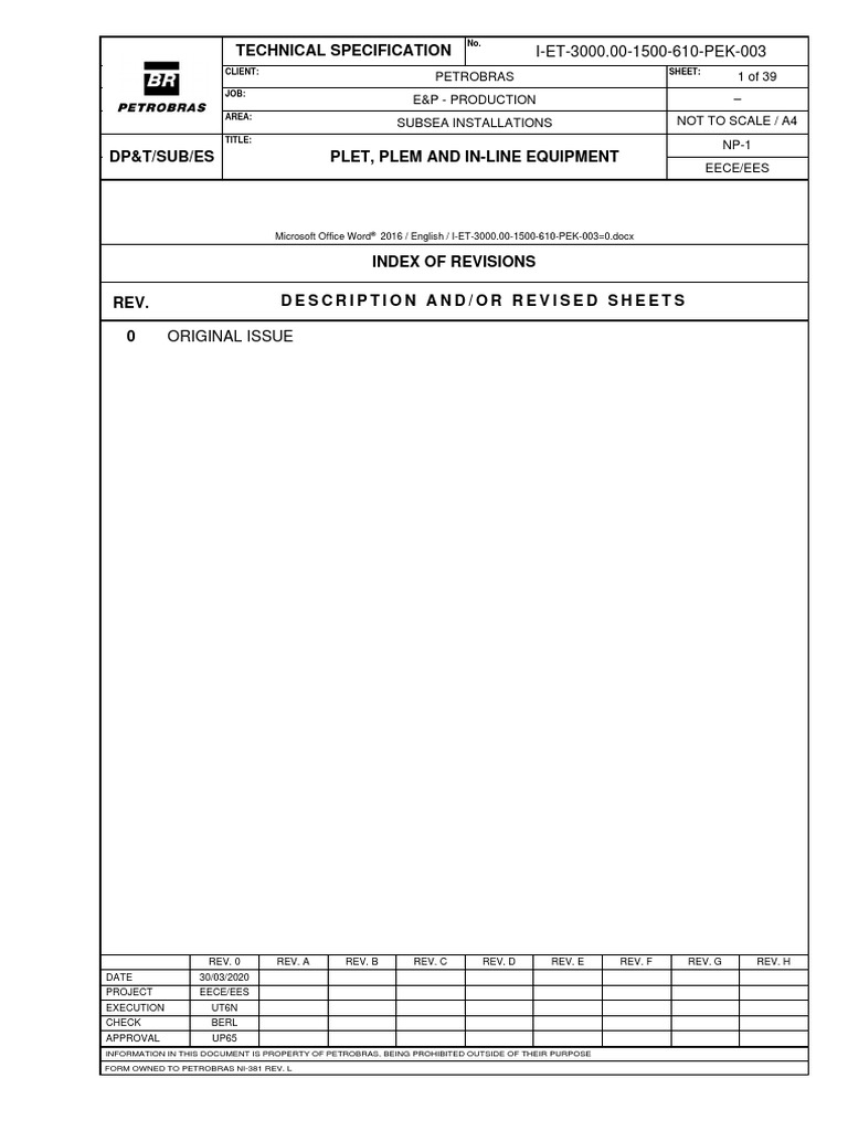 I-ET-3000.00-1500-610-PEK-003: Technical Specification | PDF | Subsea ...