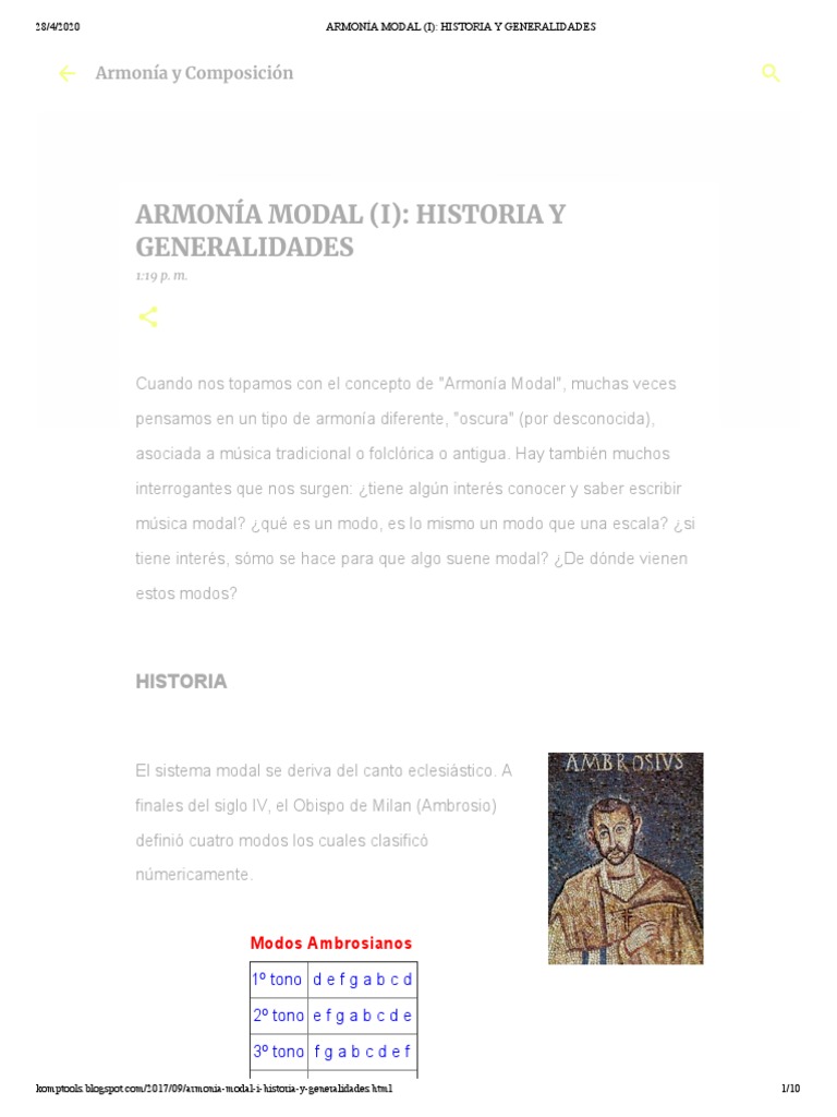 Armonía Modal (I) - Historia y Generalidades | PDF | Modo (música ...