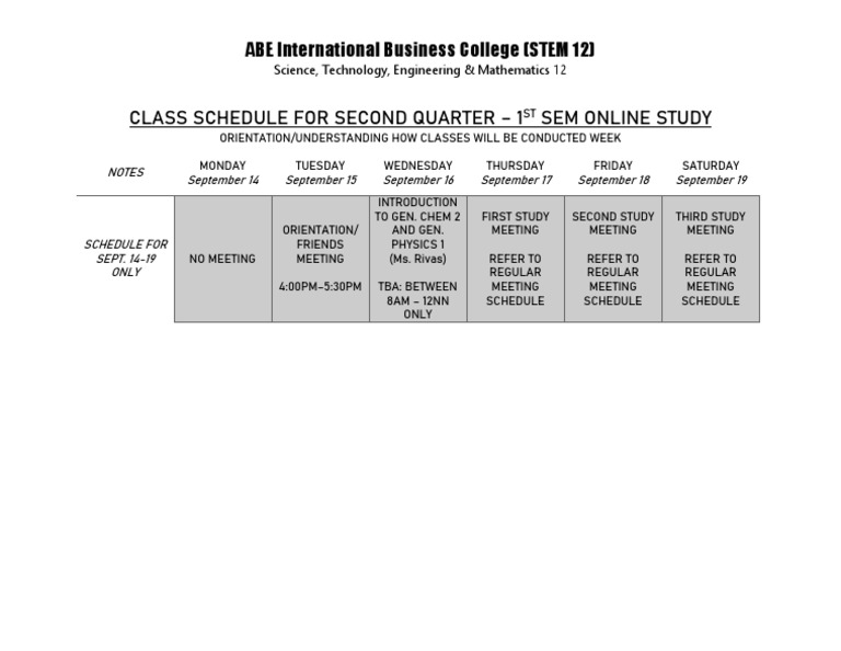 Orientation Week Schedule | PDF