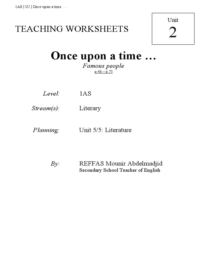 Once Upon a Time Lesson Plan 1AS | PDF | Social Science | General Fiction