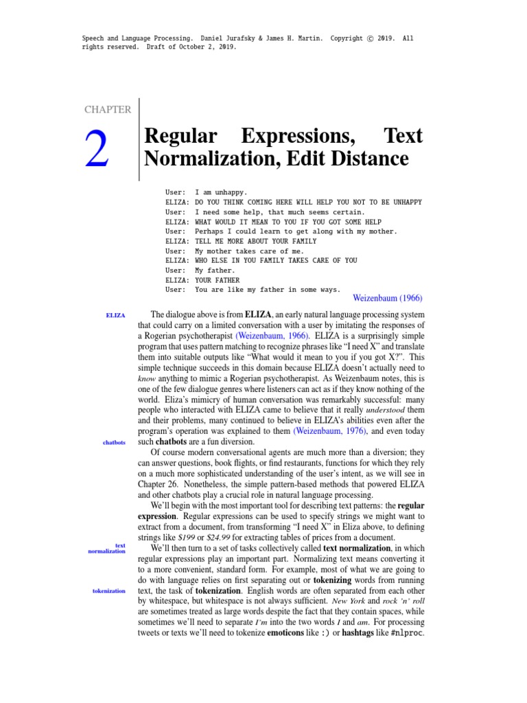 Regular Expressions, Text Normalization, Edit Distance | PDF | Regular Expression | Notation