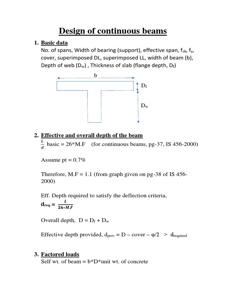 Design Steps For Continuous Beams | PDF | Beam (Structure) | Materials ...