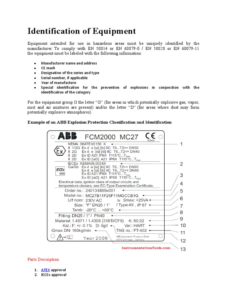 Hazardous Area Equipment Identification | PDF | Technology & Engineering