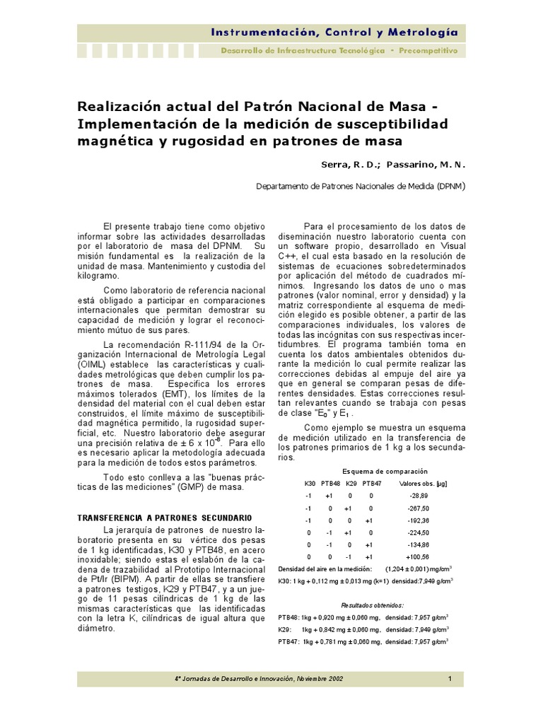 patrón de masa 1 kg dpnm-135 | PDF | Masa | Kilogramo