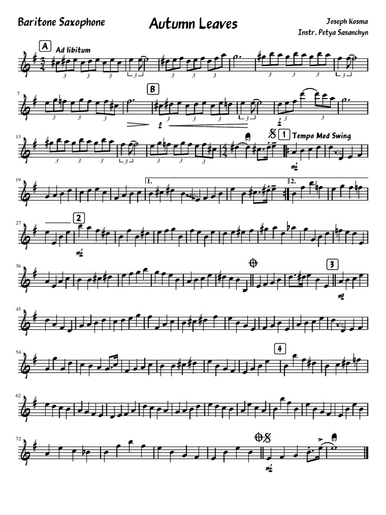 Petya Sasanchyn's Baritone Saxophone Performance of 'Autumn Leaves ...