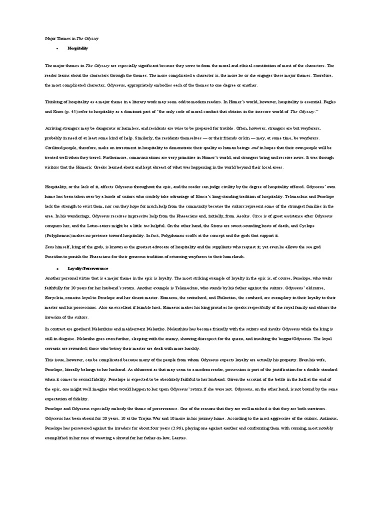Major Themes in The Odyssey | PDF | Iliad | Odyssey