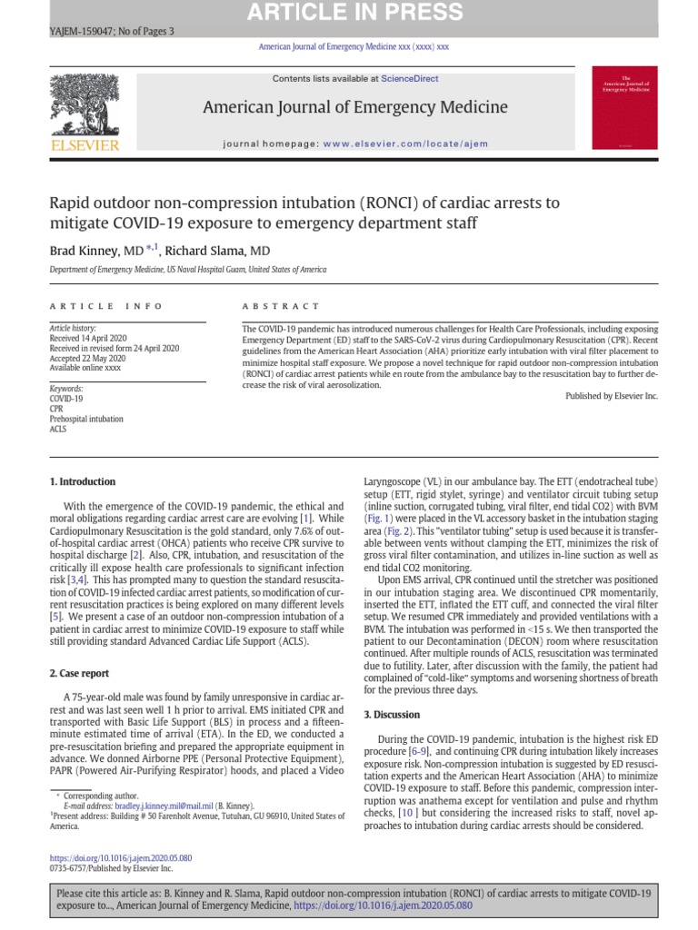 American Journal of Emergency Medicine: MD, MD | PDF | Cardiopulmonary ...