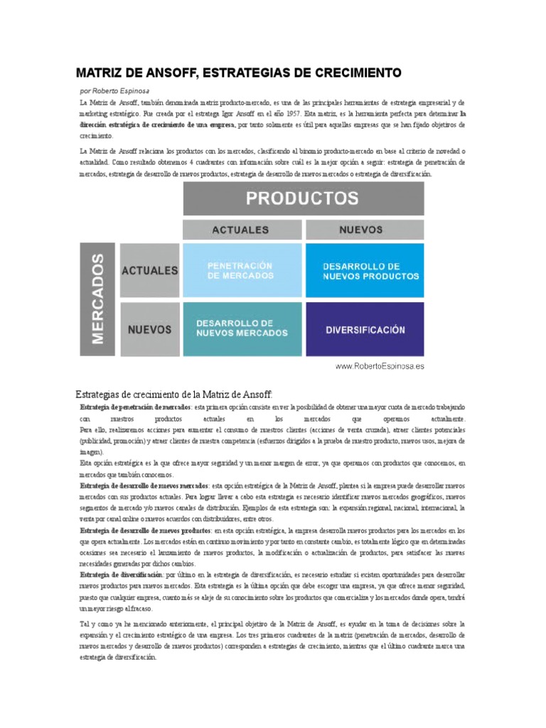 Matriz de Ansoff | PDF