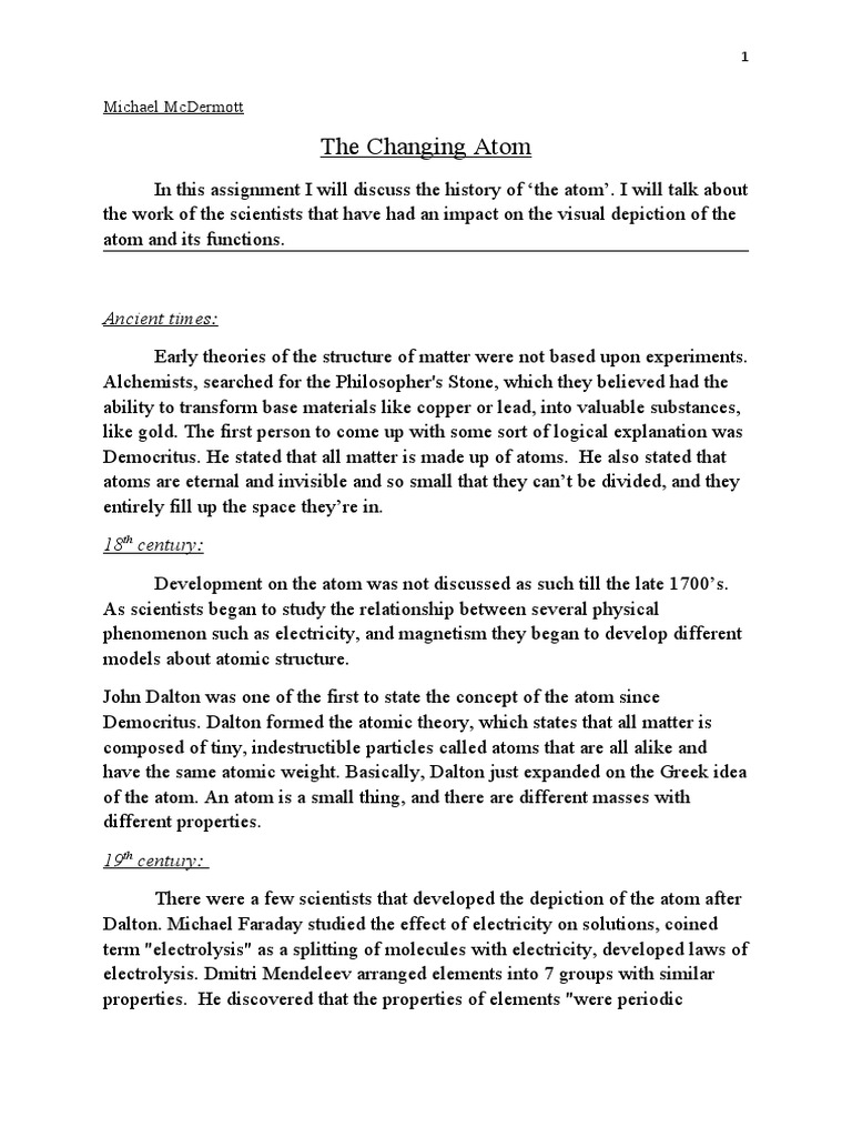 The Changing Atom | PDF | Atoms | Electron