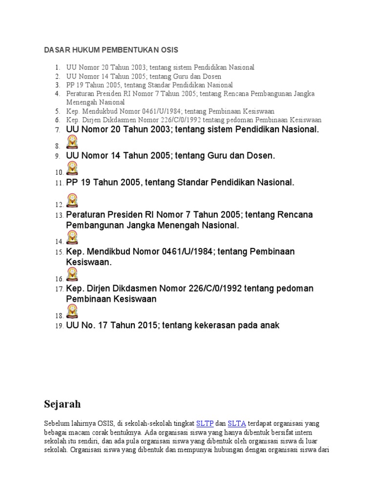 Dasar Hukum dan Tujuan OSIS | PDF