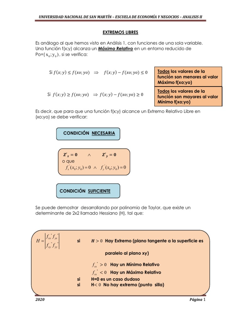 Extremos de Funciones de Varias Variables PDF | PDF | Función (Matemáticas) | Relaciones matematicas