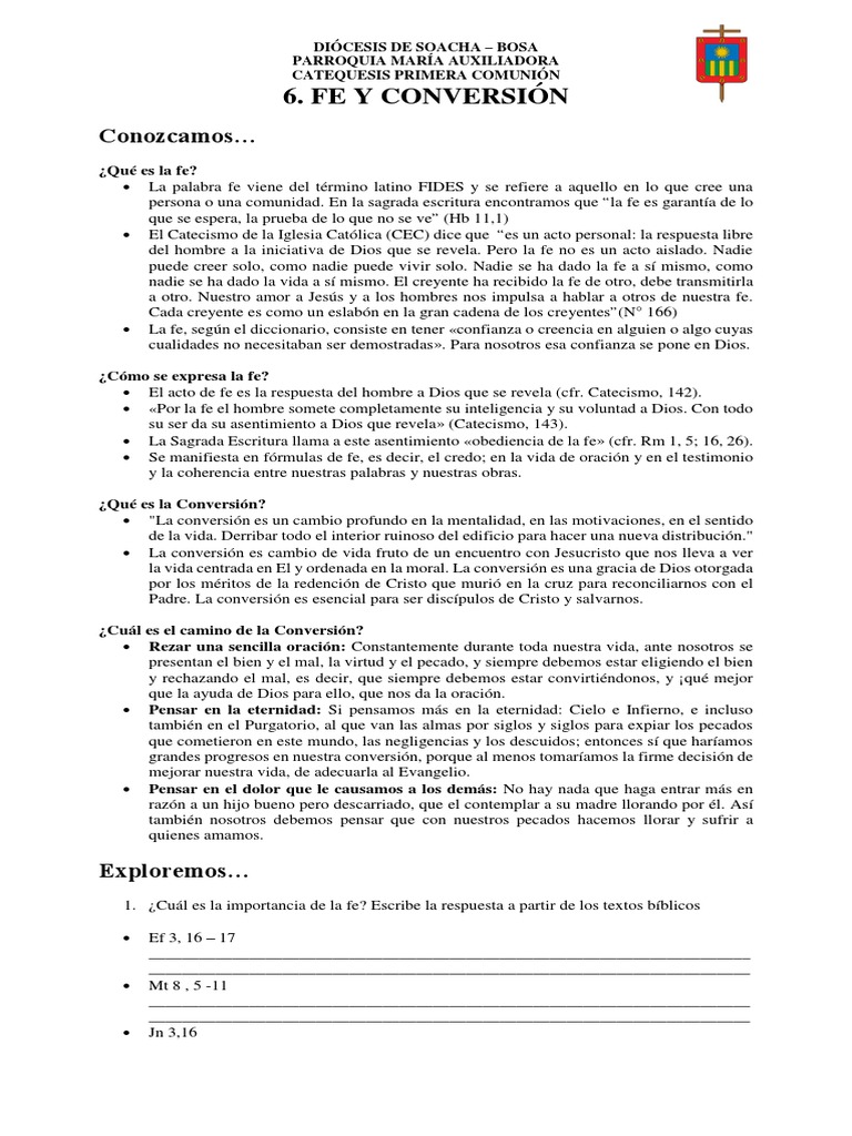 Tema 6 Fe y Conversión PDF | PDF | Fe | Purgatorio