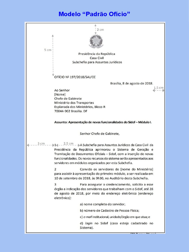 Exemplos Modelo Padrão Ofício | PDF