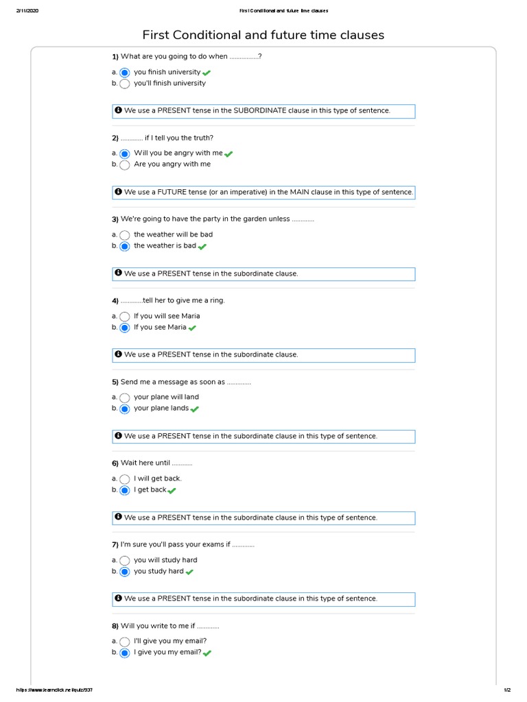 First Conditional and Future Time Clauses PDF | PDF | Clause | Sentence ...