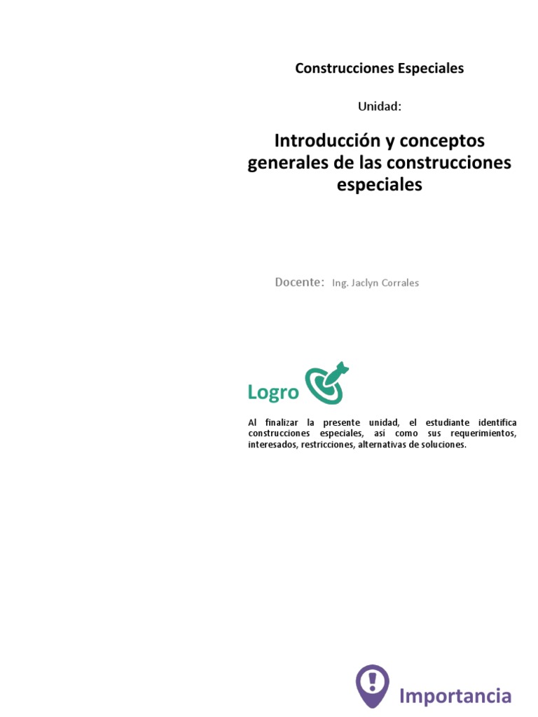 U1 - Introducción y Conceptos Generales de Las Construcciones Especiales | PDF | Lima | Transporte