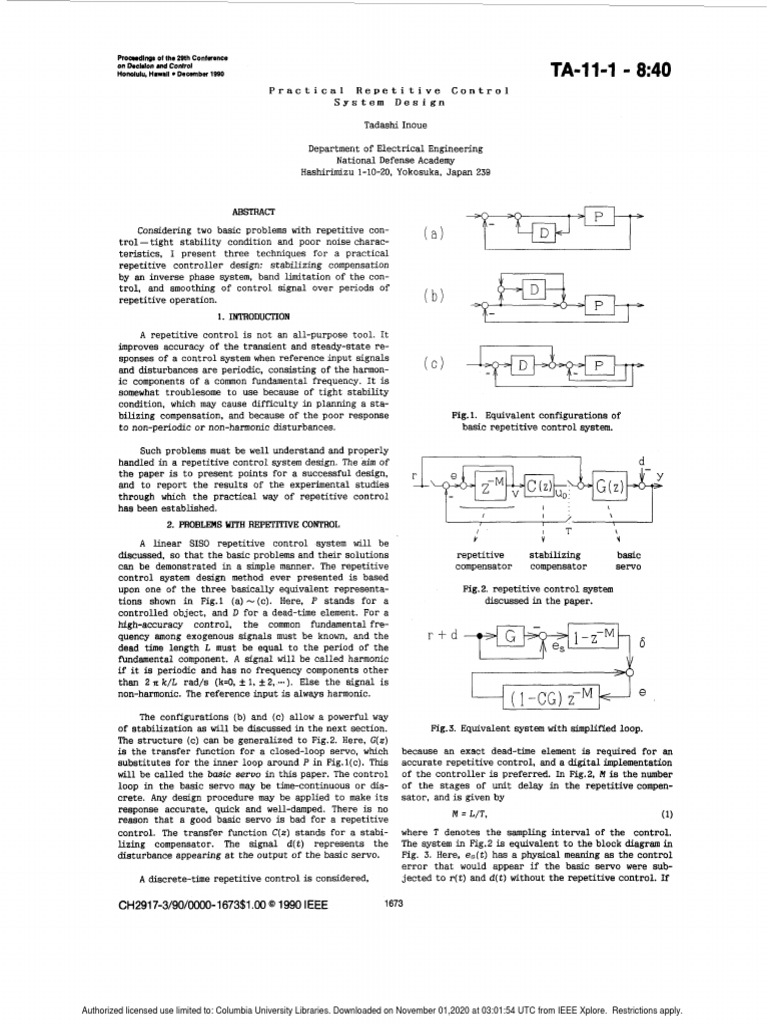1990 - Inoue - Practical Repetitive Control System Design PDF | PDF | Power Inverter | Control ...