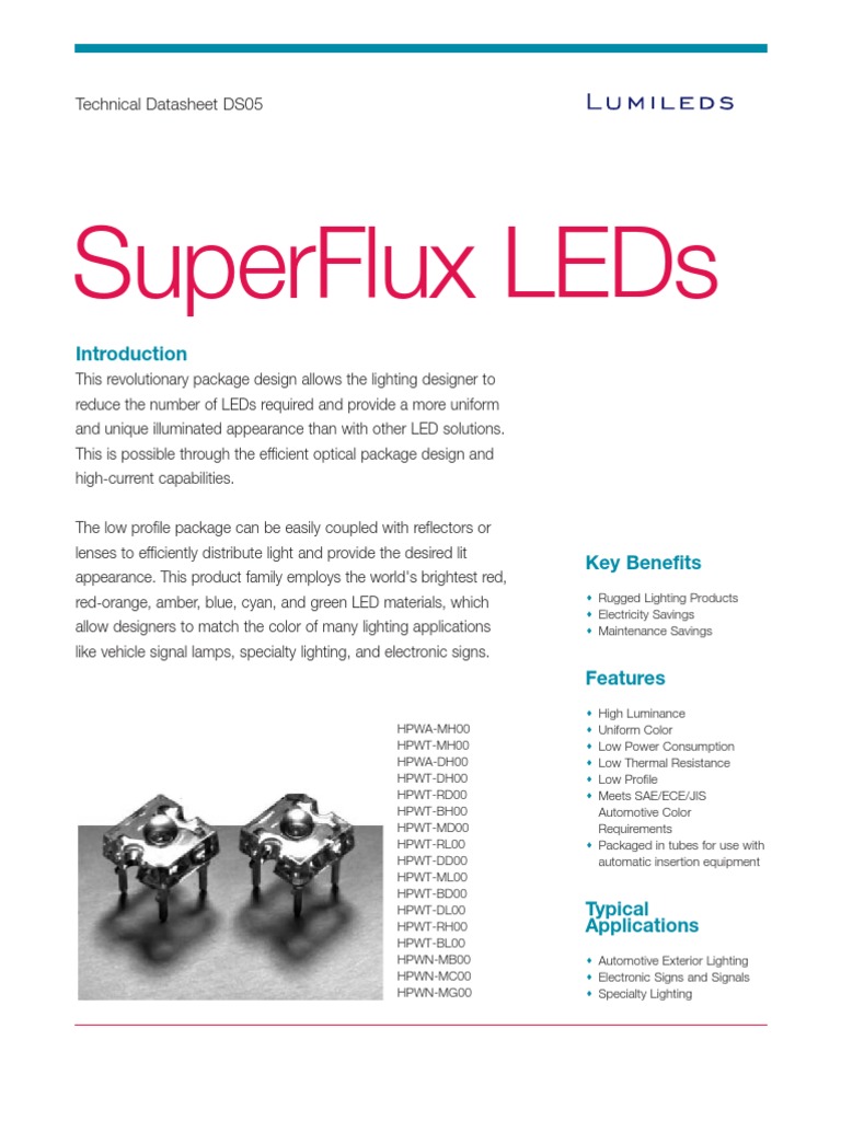 DS05 Superflux LEDs LUMILEDs | PDF | Light Emitting Diode | Lighting