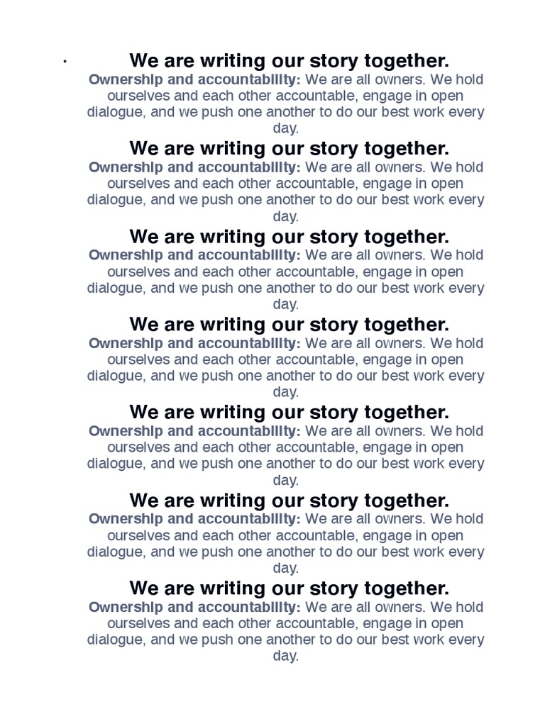 We Are Writing Our Story Together | PDF