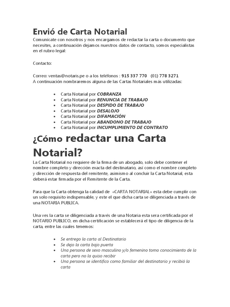Guía completa para el envío de cartas notariales | PDF | Gobierno | Abogado