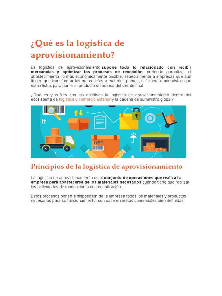 Logística de Aprovisionamiento: Claves y Beneficios | PDF | Obtención ...