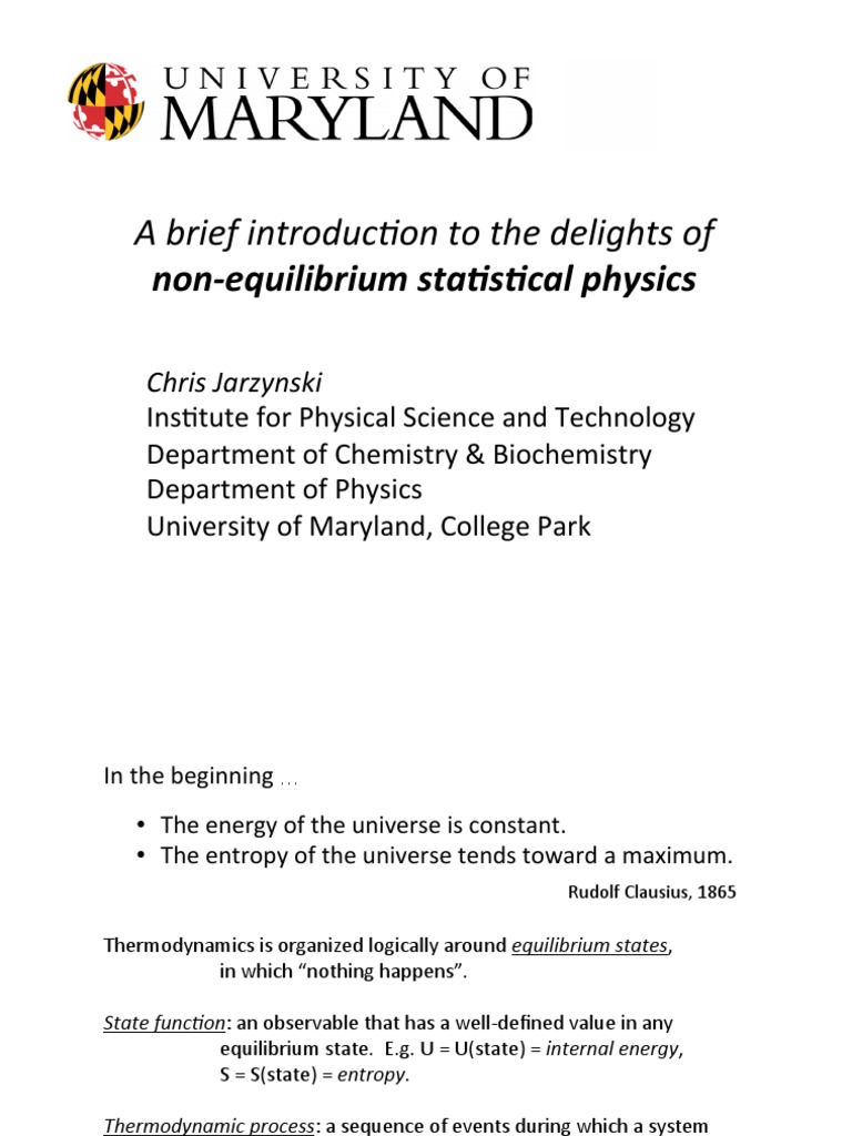 Introduction to Non-Equilibrium Physics | PDF | Thermodynamic ...