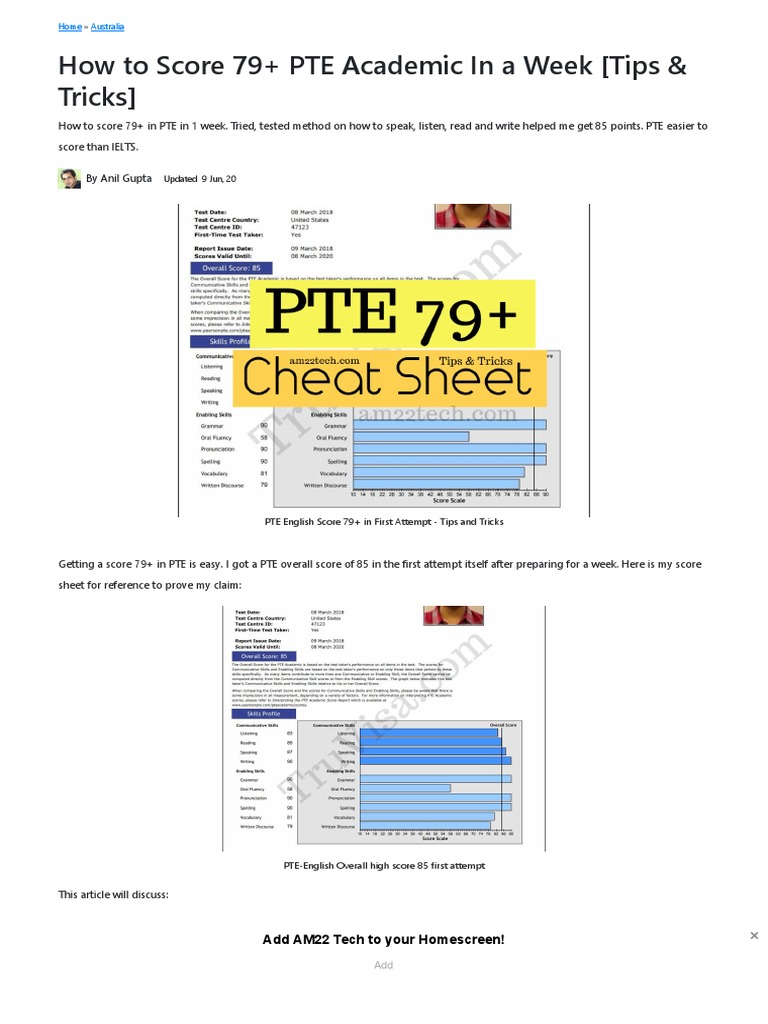 PTE Academic in A Week (Tips & Tricks) - Australia | PDF ...