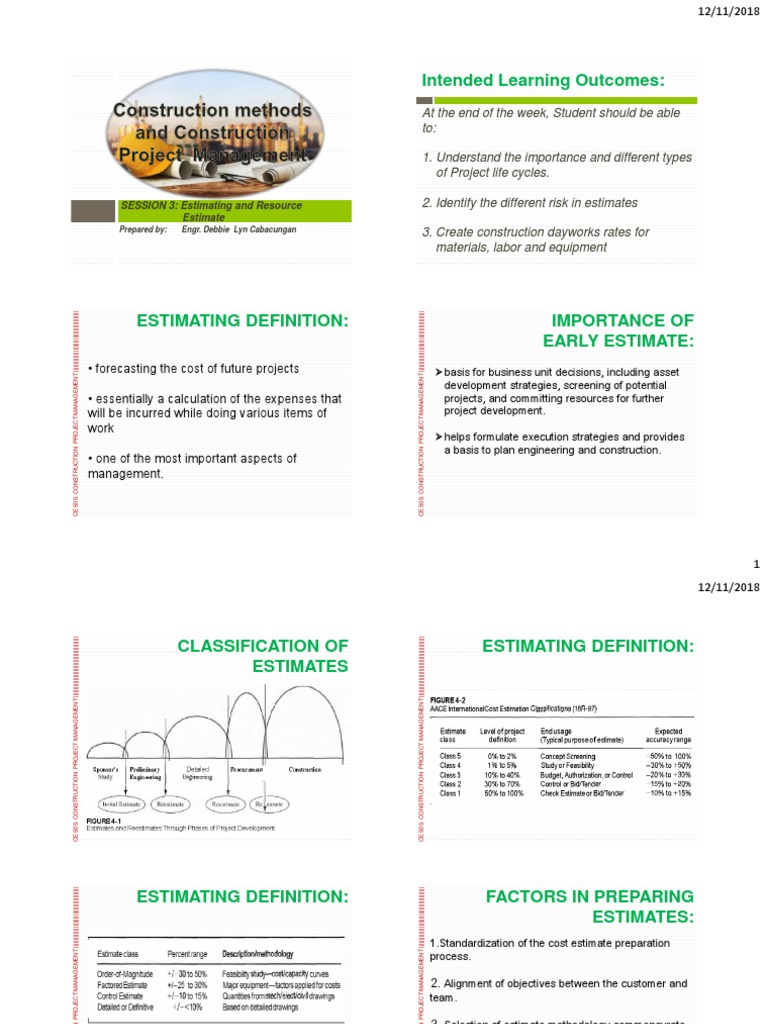 Construction Project Estimating Guide | PDF | Project Management ...
