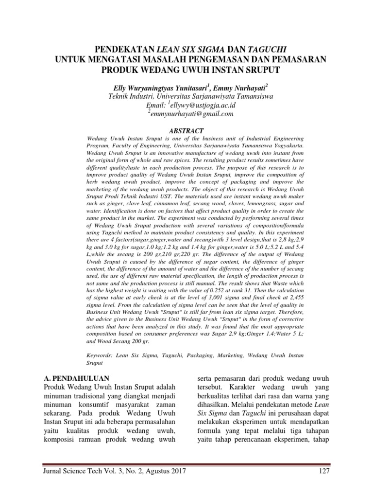 Pendekatan Lean Six Sigma Dan Taguchi PDF | PDF | Six Sigma | Business